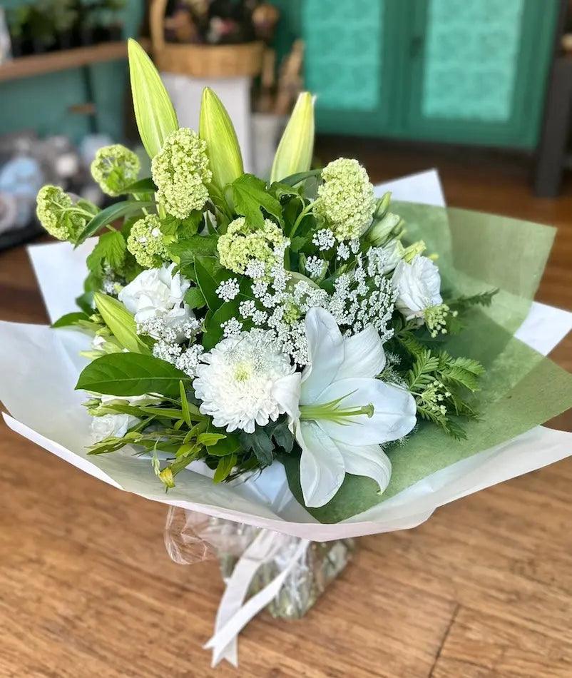 White and Green Flower Bouquet - Wild Pansi - Florist, Coffs Harbour